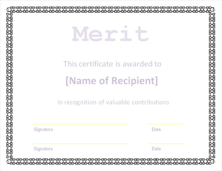 √ Free Printable Certificate of Merit Template