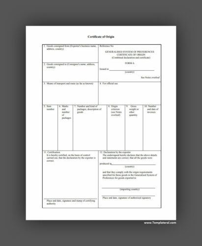 √ Free Printable Certificate of Origin Template