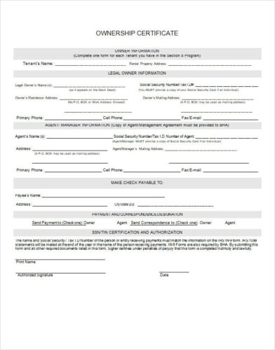 √ Free Printable Certificate of Ownership Template