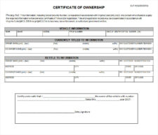 √ Free Printable Certificate of Ownership Template