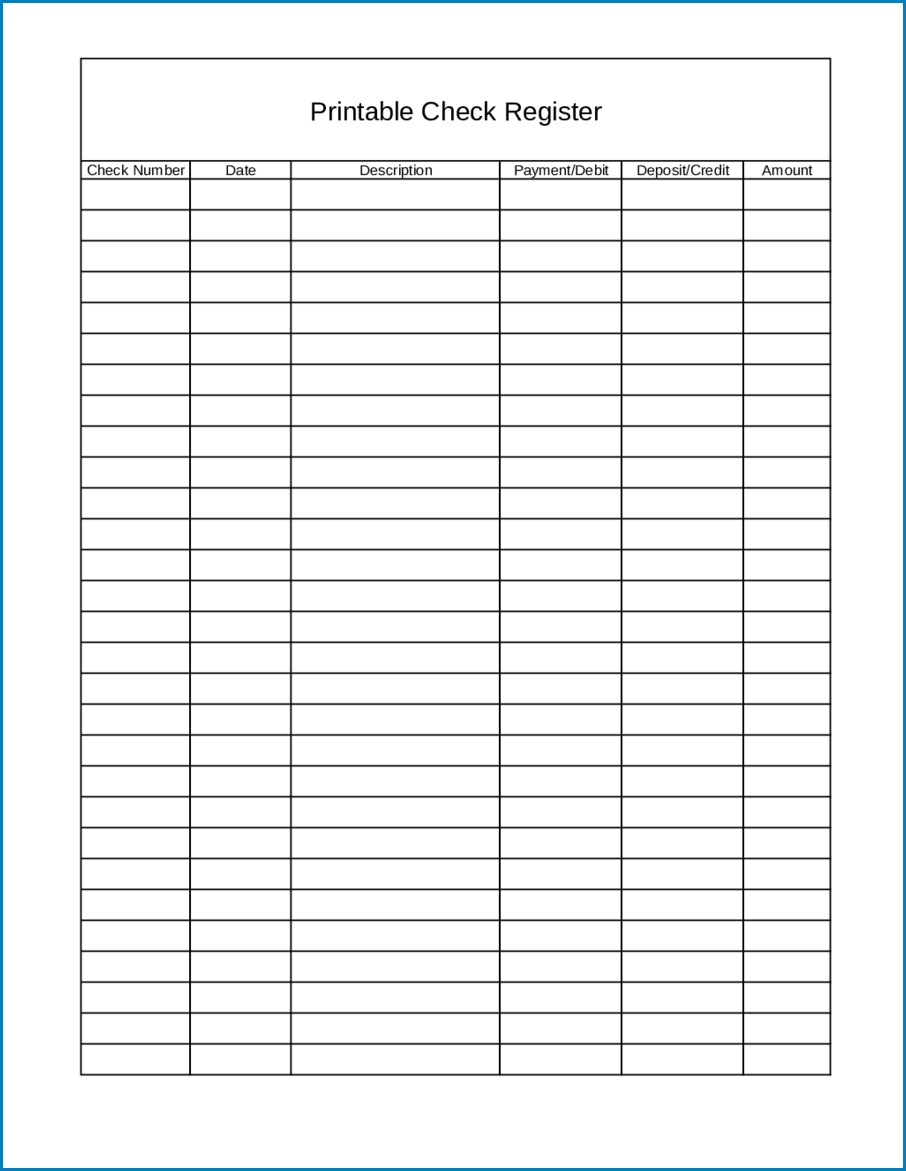Free Printable Checkbook Register Template Free Printable Checkbook Register Template