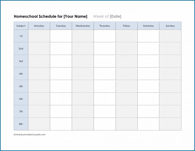 √ Free Printable Class Schedule Template