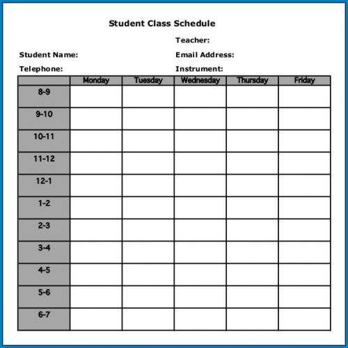 √ Free Printable Class Timetable Template