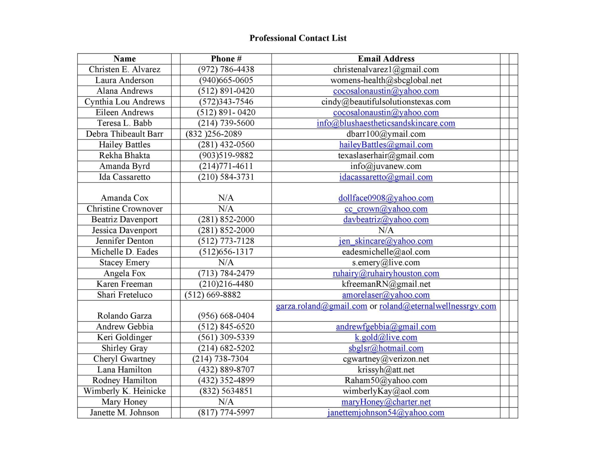 √ Company Phone Directory Template