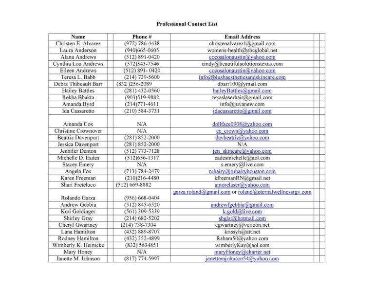 √ Company Phone Directory Template