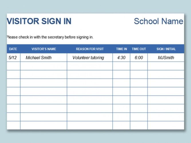 √ Company Visitor Sign-in Sheet Template