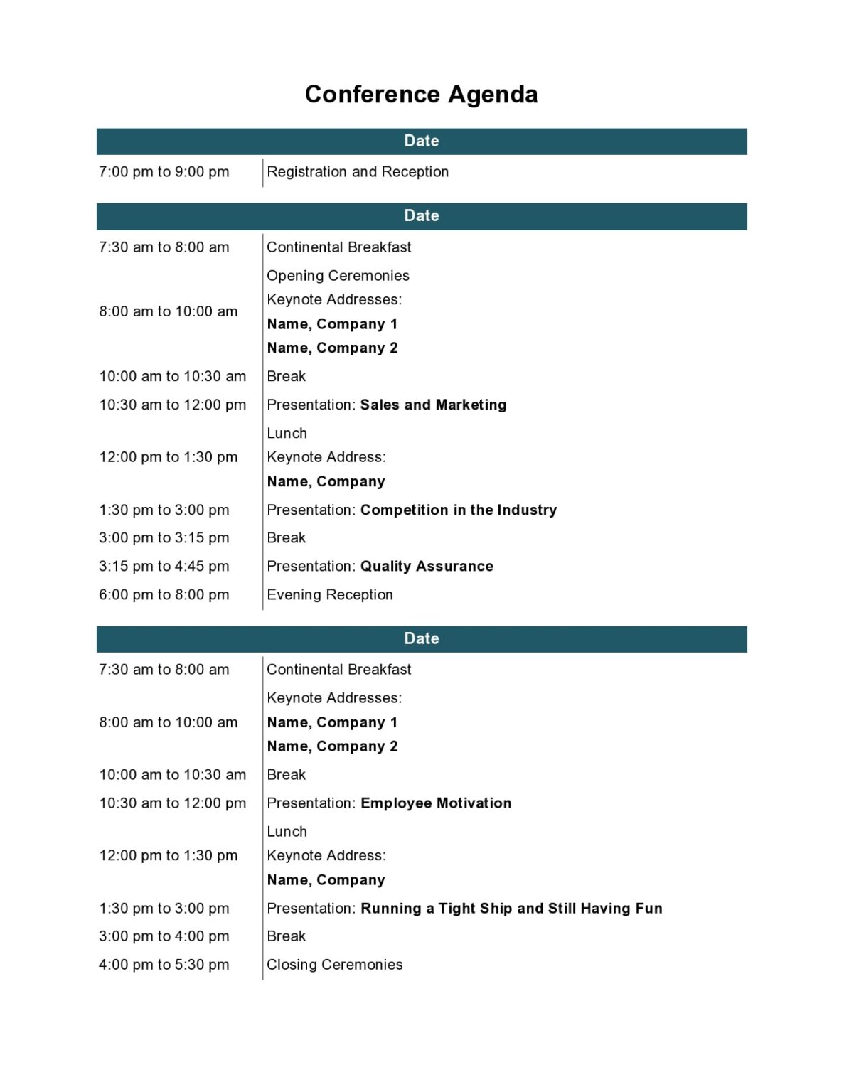 √ Customizable Conference Program Template (Word)