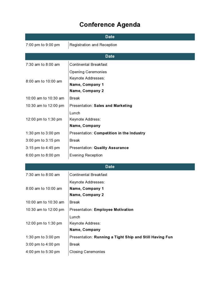 √ Customizable Conference Program Template (Word)
