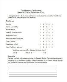√ Free Printable Speaker Evaluation Form