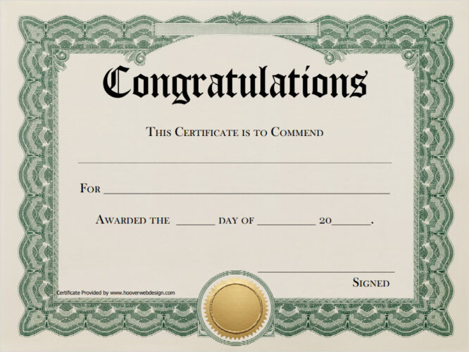 √ Printable Congratulation Certificate Template