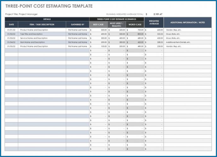 √ Free Printable Construction Cost Estimate Template