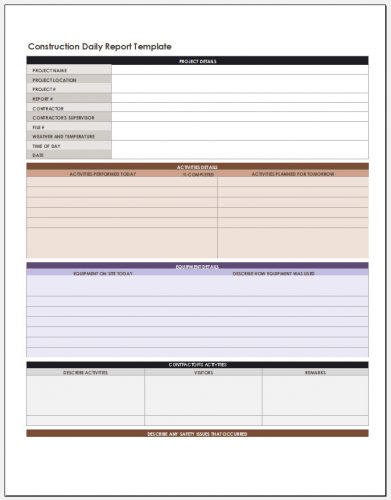 √ Free Editable Construction Daily Report Template