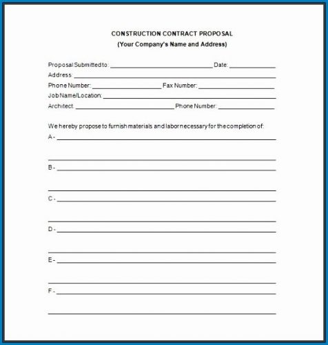 √ Free Printable Construction Proposal Template