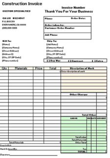Construction Receipt Template Example | Templateral