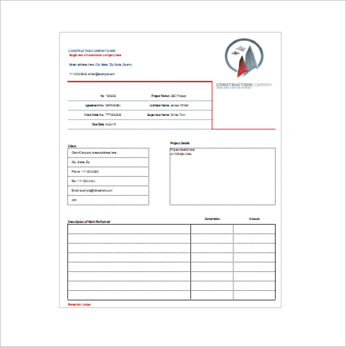 Construction Receipt Template Sample | Templateral