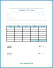 √ Free Editable Construction Timesheet Template