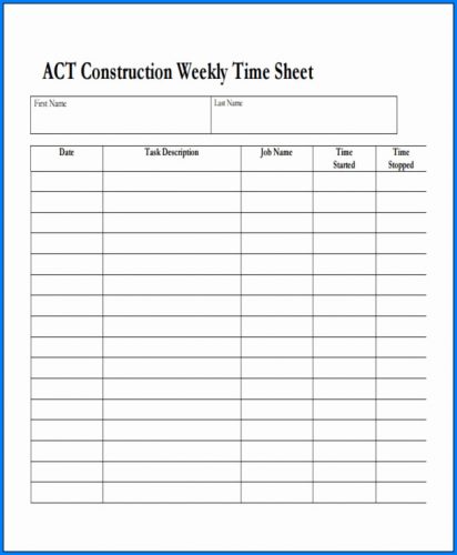 √ Free Editable Construction Timesheet Template