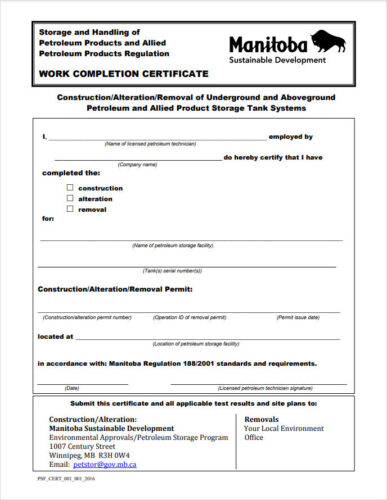 √ Work Completion Certificate Template