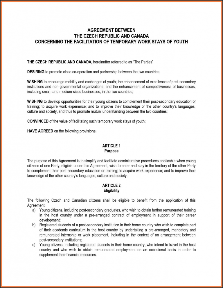 √ Free Printable Contract Between Two Parties