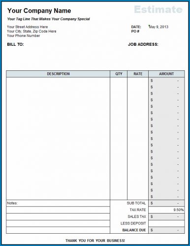 √ Free Printable Contractor Estimate Form