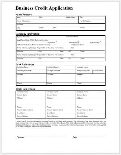 √ Free Fillable Blank Credit Application Form and Tips
