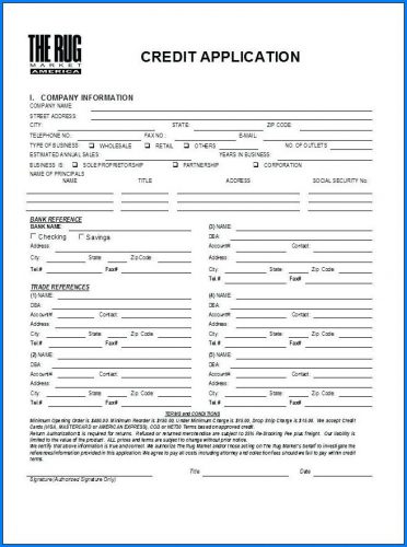 √ Free Printable Credit Application Template