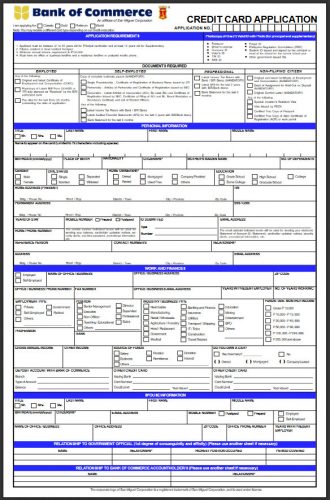 √ Free Printable Credit Card Application Form Template