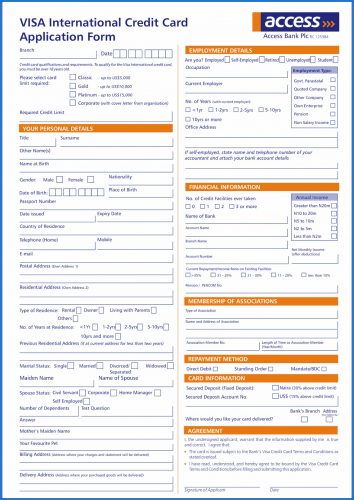 √ Free Printable Credit Card Application Form and How to Fill It
