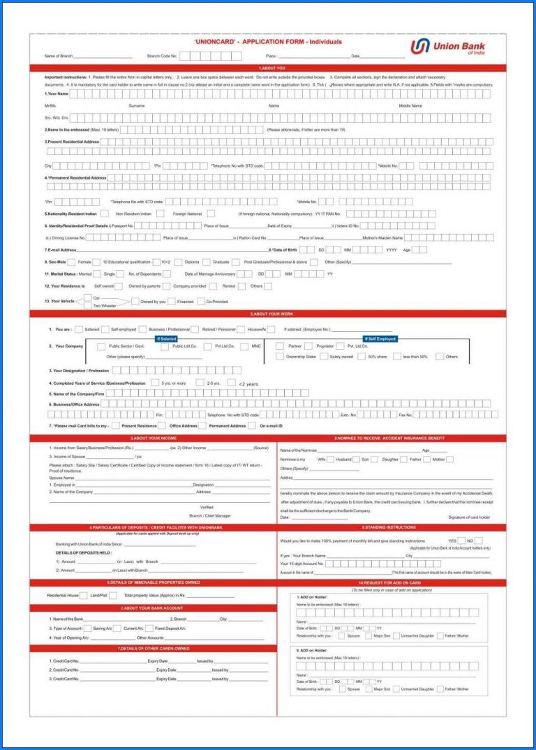 √ Free Printable Credit Card Application Form and How to Fill It