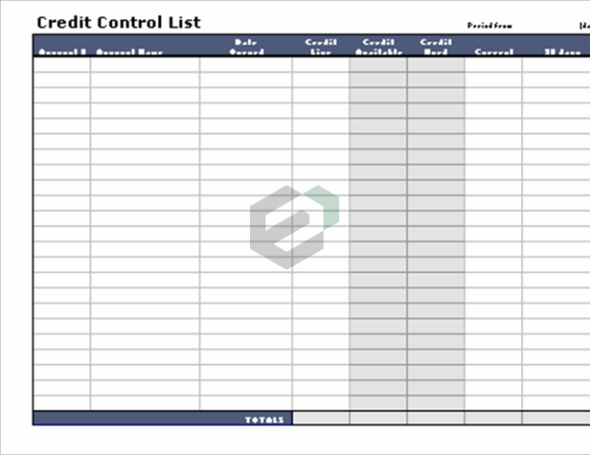 √ Free Credit Control List Template (Excel)