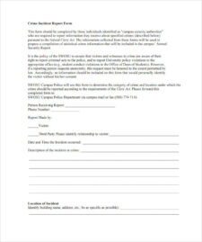 √ Free Printable Crime Report Template