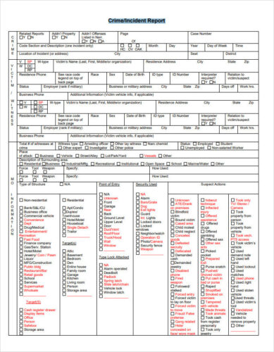 √ Free Printable Crime Report Template