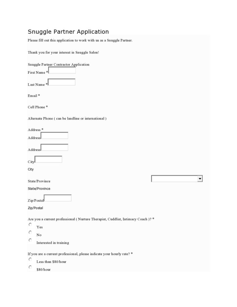 √ Cuddle Buddy Application Form