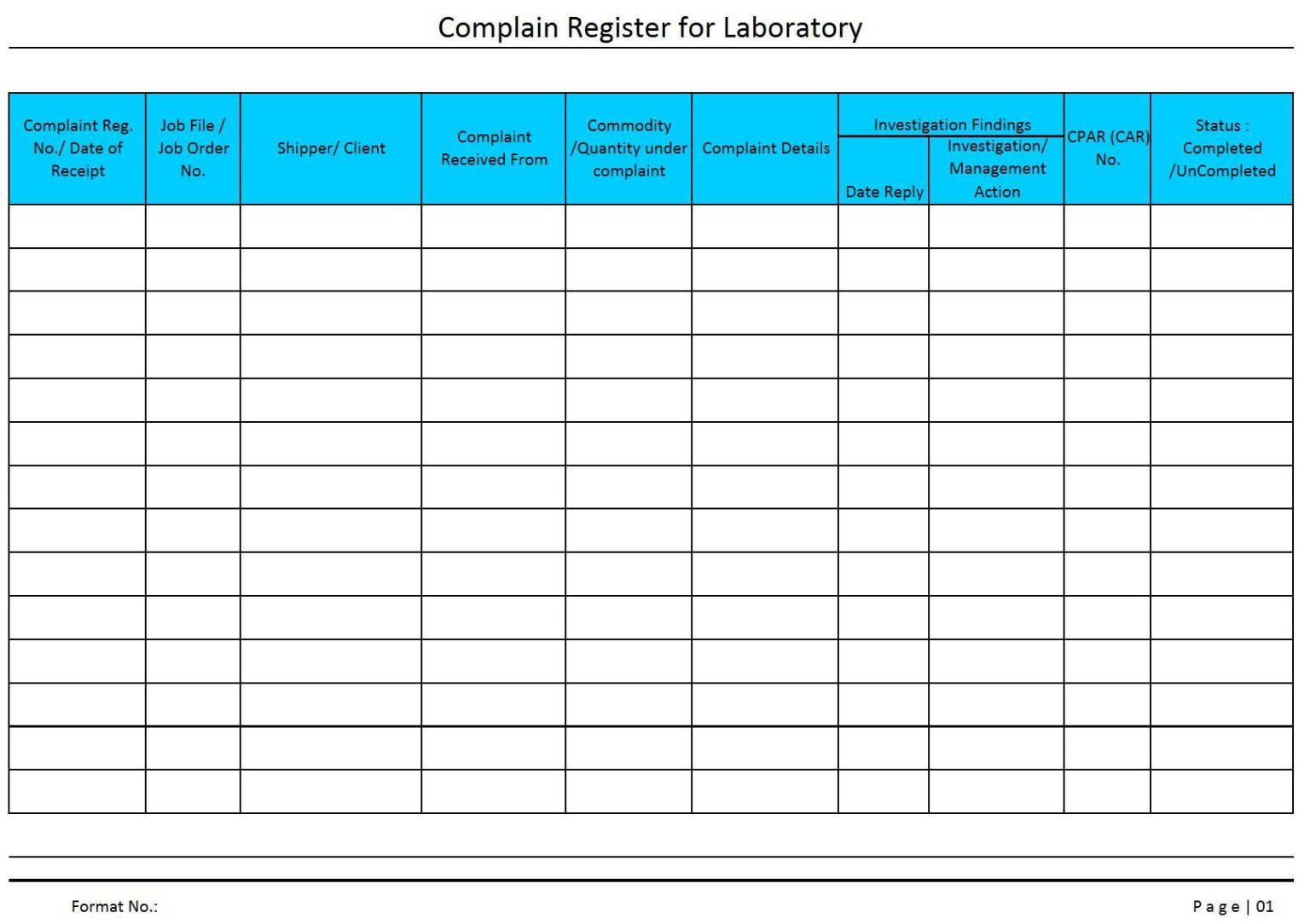 √ Customer Service Complaint Log Template (Excel)