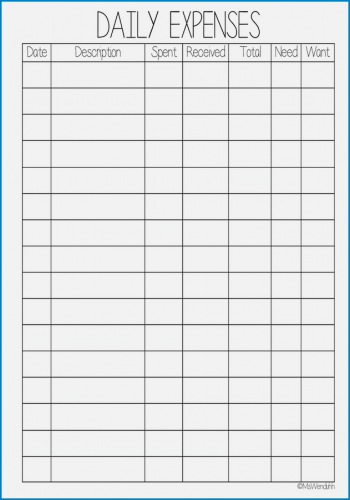 √ Free Printable Daily Budget Template
