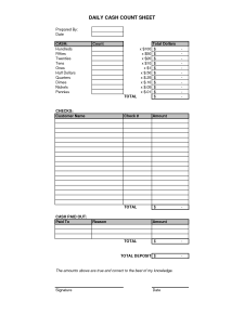 Daily Cash Count Sheet Template Example | Templateral