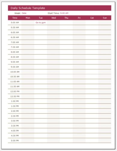√ Free Printable Daily Schedule Template