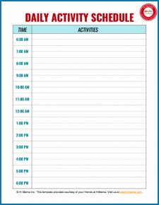 √ Free Printable Daily Timetable Template