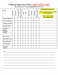 √ Free Printable Uniform Checklist Template