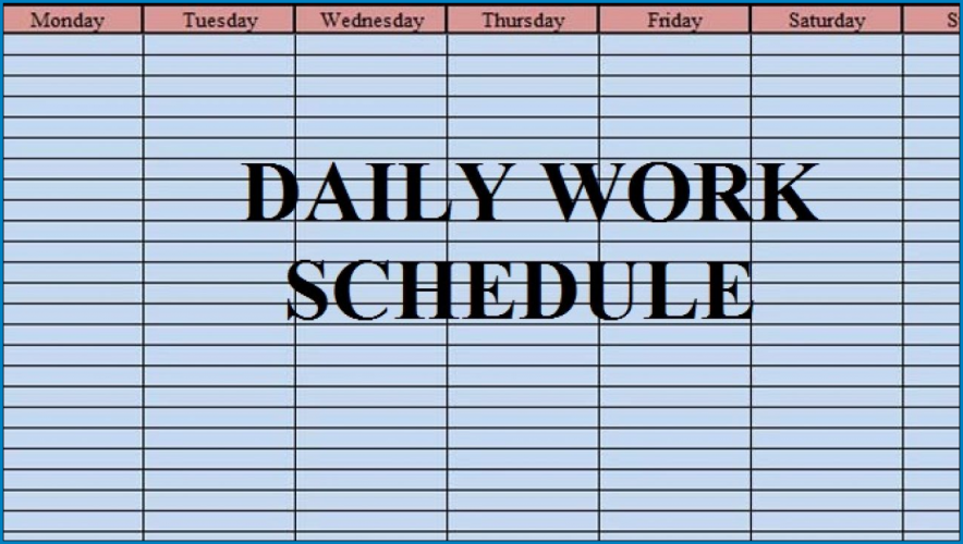 √ Free Printable Daily Work Schedule Template