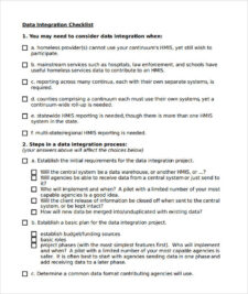 √ Free Printable Integration Checklist Template