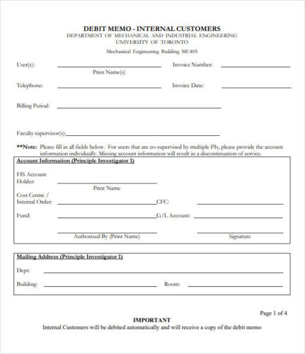 √ Free Printable Debit Note Template