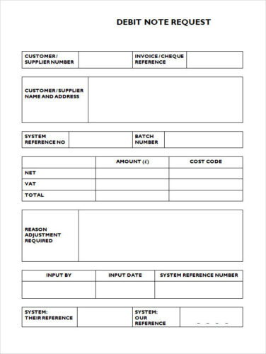 √ Free Printable Debit Note Template