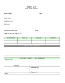 √ Free Printable Debit Note Template