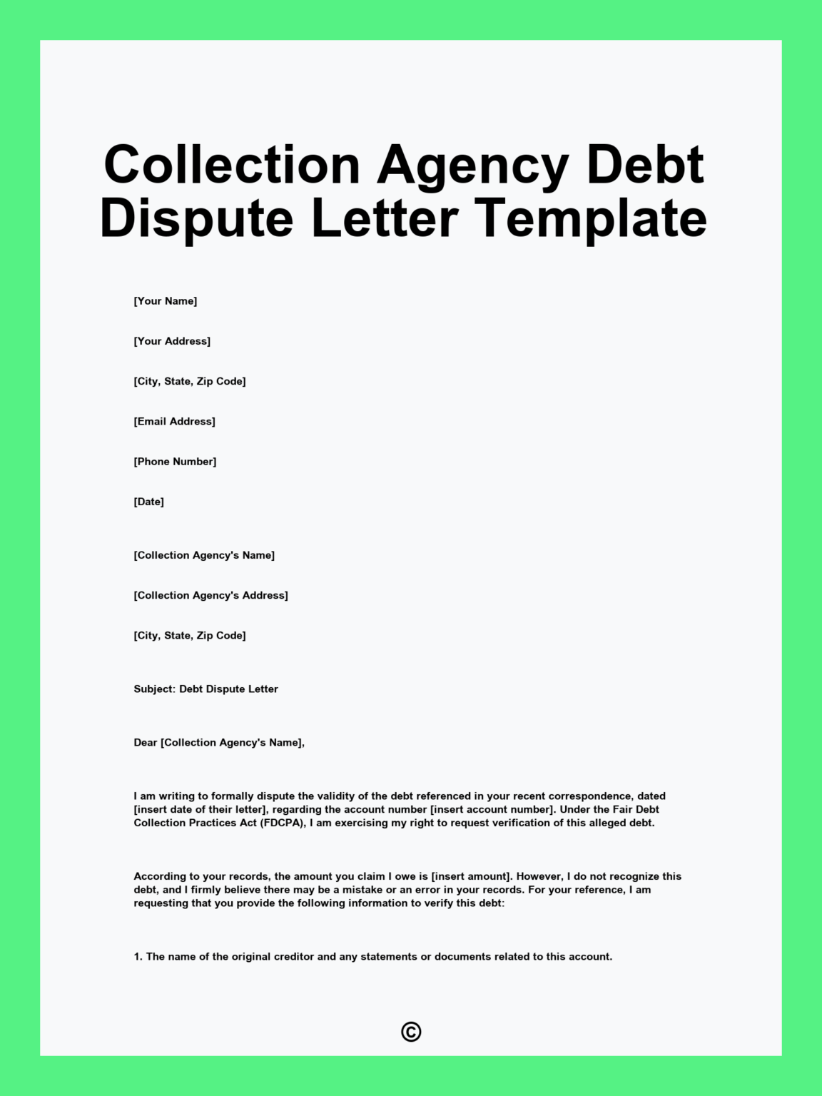 √ Debt Collection Letter Template (Word)