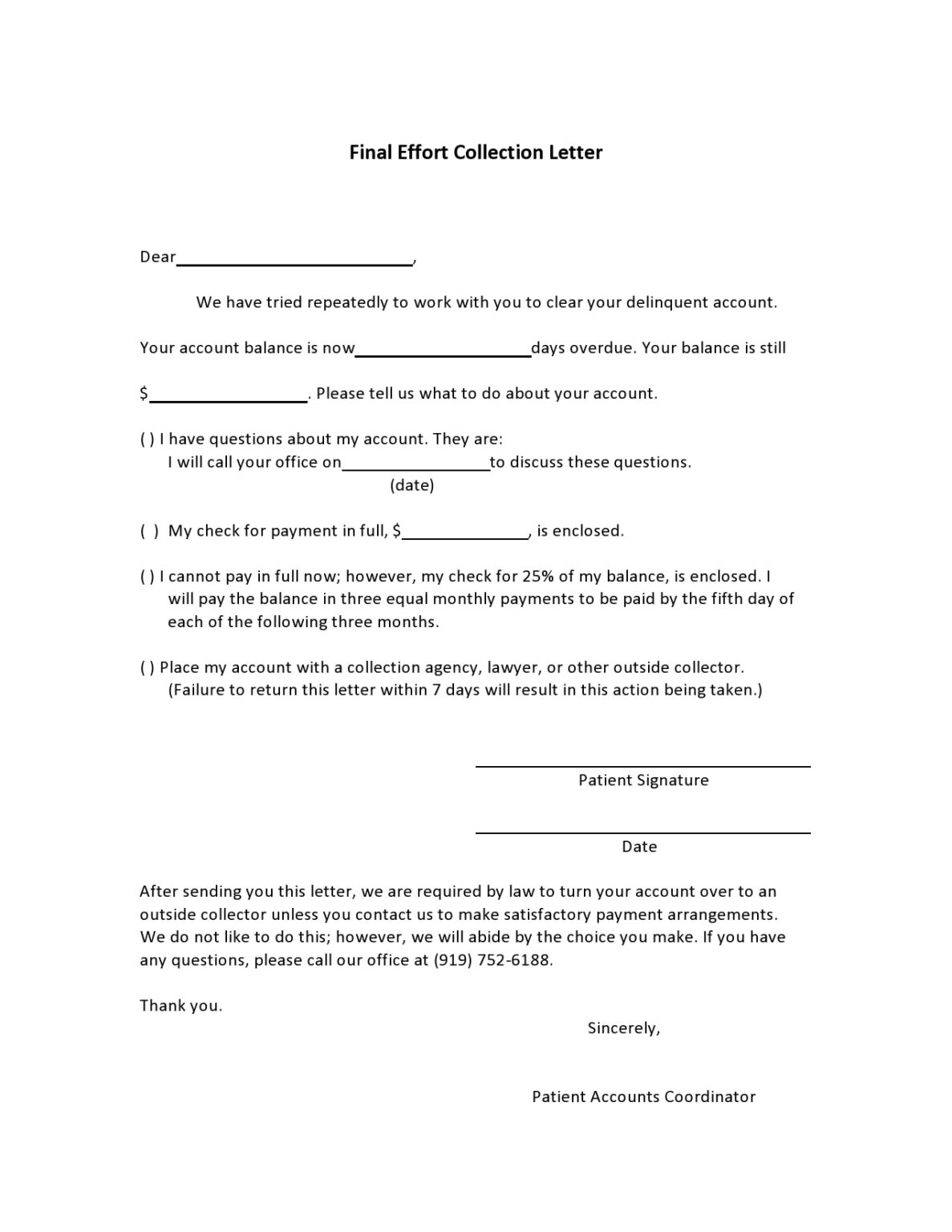 √ Debt Collection Letter Template (Word)