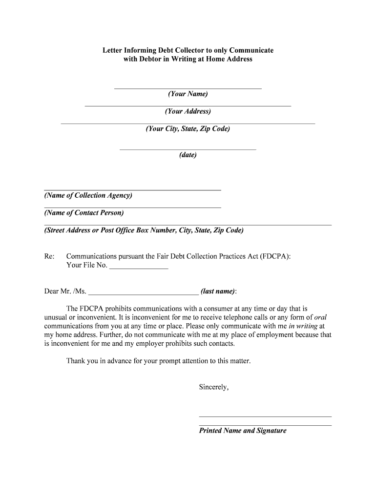 √ Debt Collection Letter Template (Word)