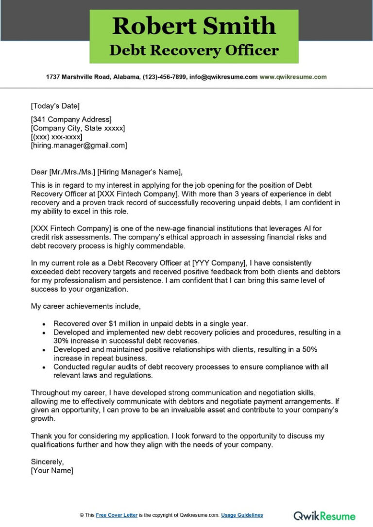 √ Debt Collection Letter Template (Word)