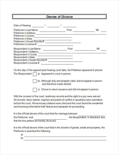 Decree of Divorce Certificate Template | Templateral