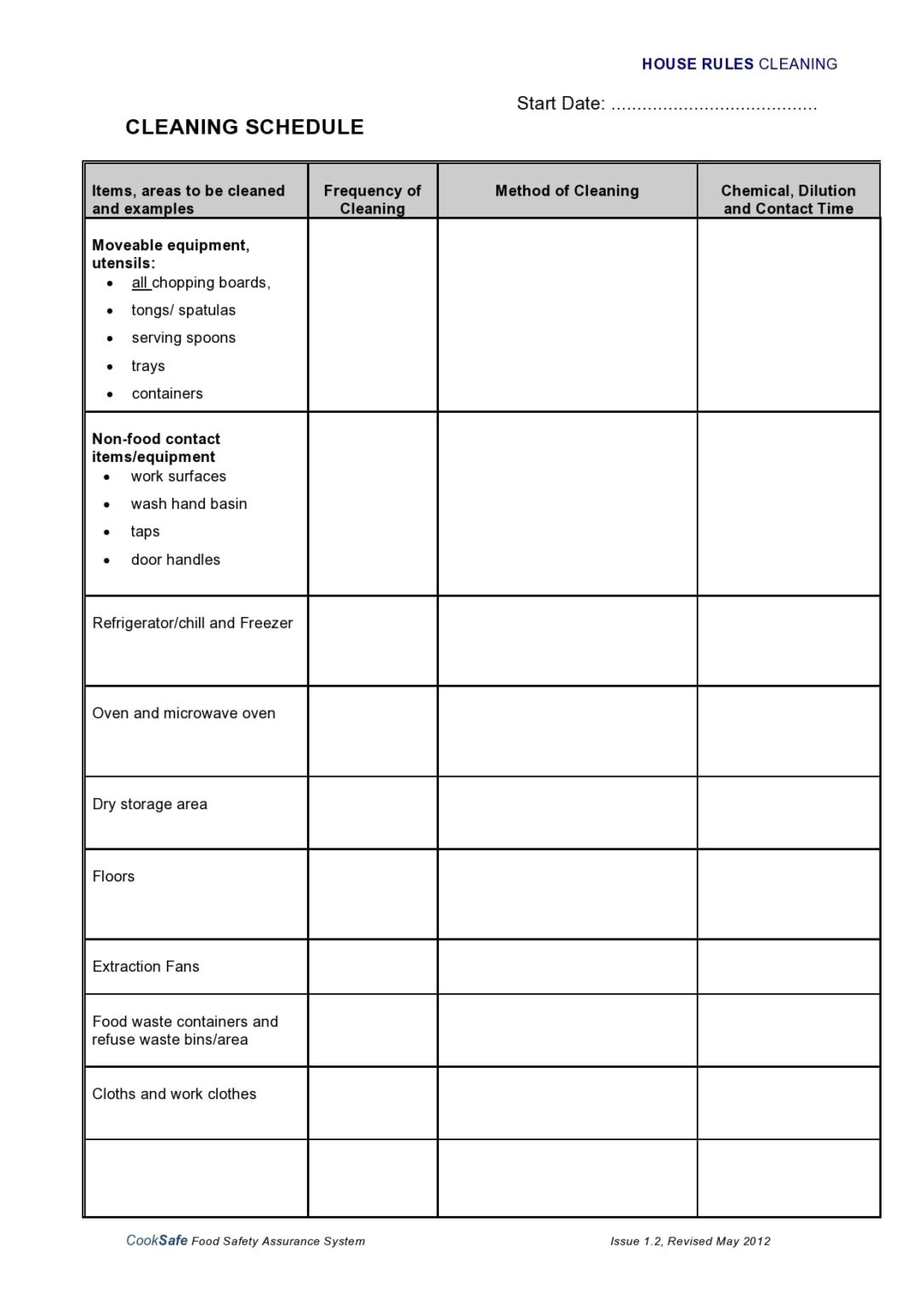 √ Deep Cleaning Schedule Template